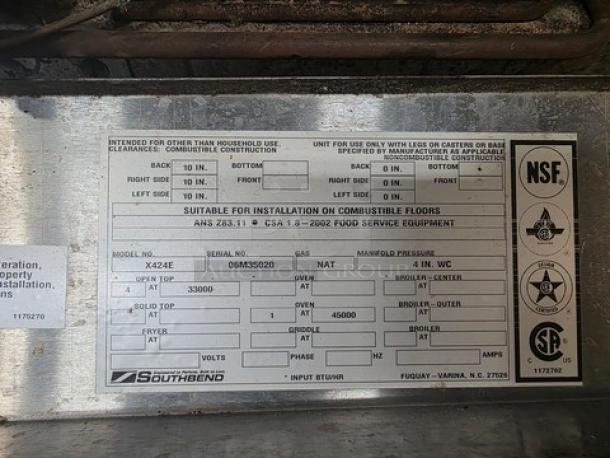 Southbend X424e 24 4 Burner Gas Range W/ Space | #0133